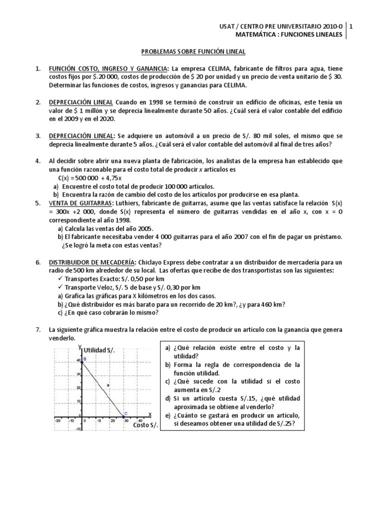PROBLEMAS FUNCIÓN LINEAL