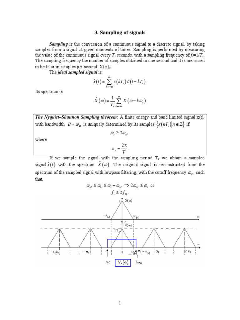 Sampling Of Signals Sampling Is The Conversion Of A Continuous Signal To A Discrete Signal By