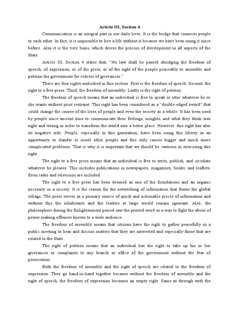 Article III, Section 4 | PDF | Ethical Principles | Rights