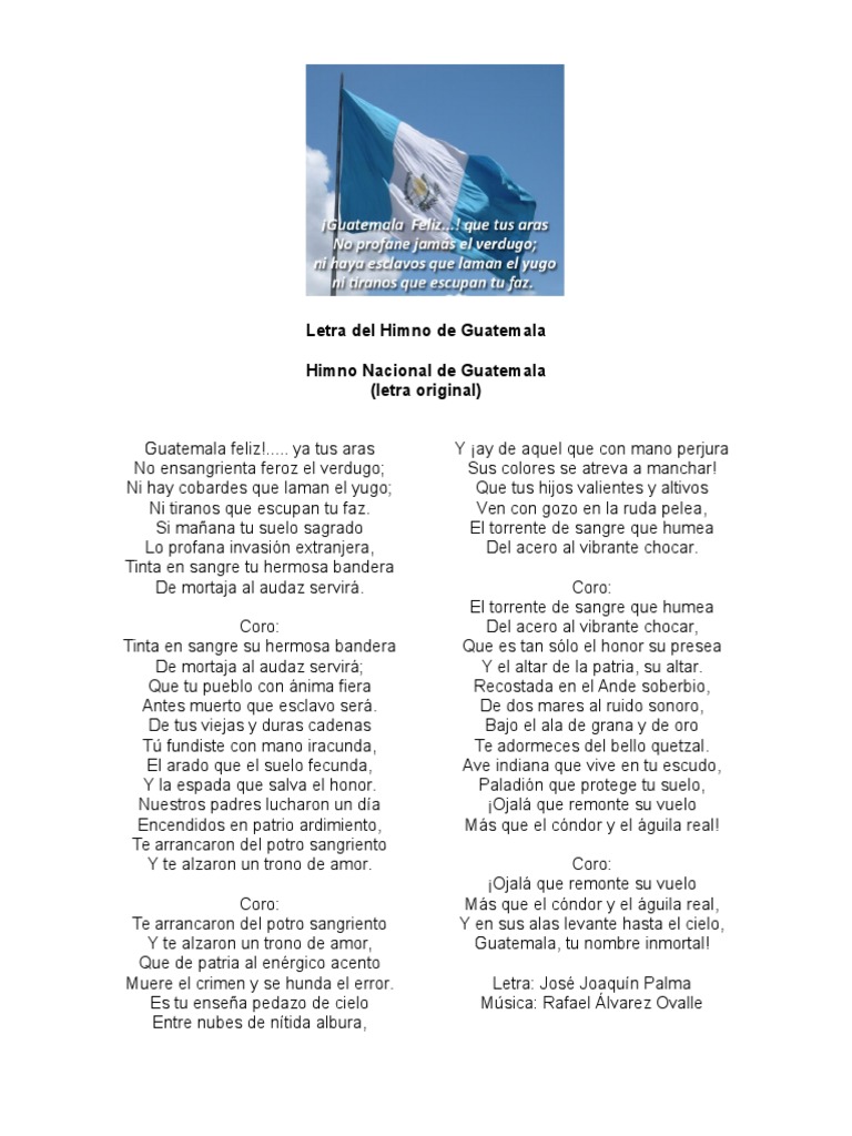 Letra Del Himno de Guatemala | Imperio incaico | Azteca