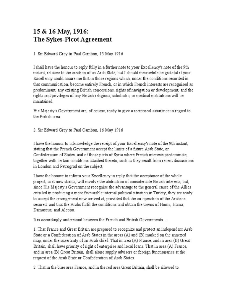 Sykes-Picot Agreement Overview | PDF | Sykes–Picot Agreement ...
