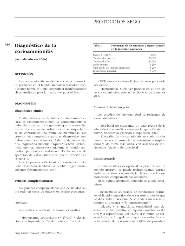 Corioamnionitis | PDF | Diagnostico medico | Medicina CLINICA