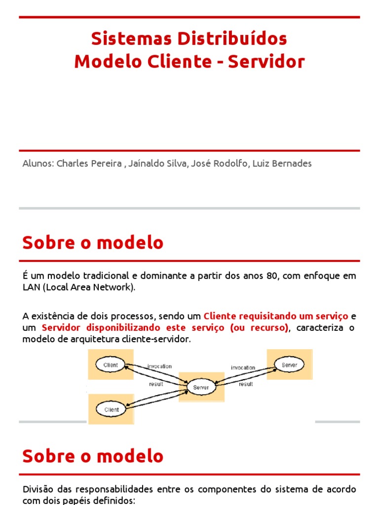 Sistemas Distribuidos - Cliente - Servidor | PDF | Modelo cliente ...