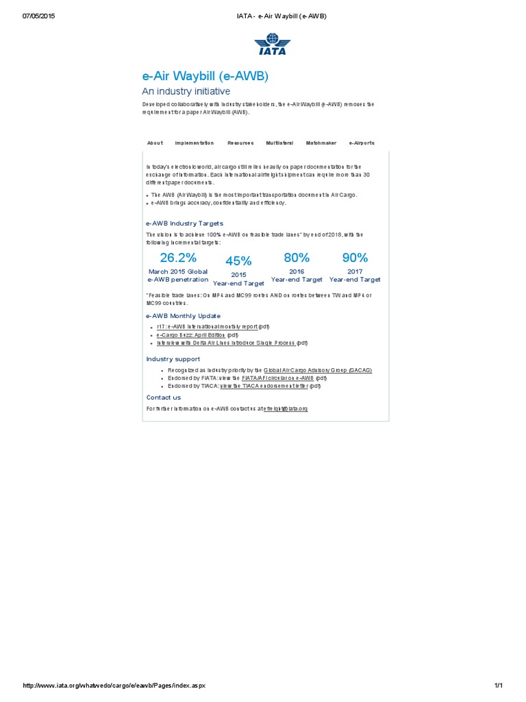 IATA - E-Air Waybill (e-AWB) PDF | PDF | Business | Computers