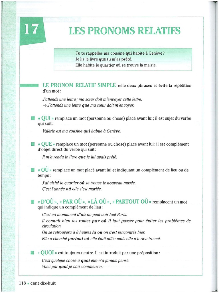 Les Pronoms Relatifs Exercices2 | PDF