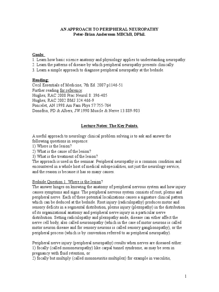 Peripheral Neuropathy Diagnosis Guide | PDF | Peripheral Neuropathy ...