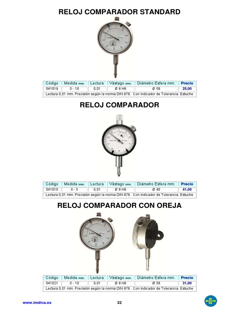 Partes y Tipos de Reloj Comparador | PDF | Bienes manufacturados ...
