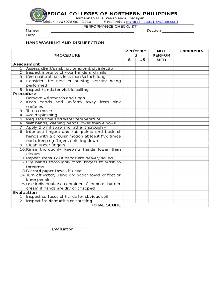 Handwashing and Disinfection Checklist | PDF | Hand Washing | Nature