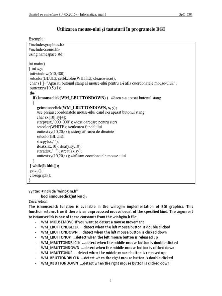 Grafică pe Calculator: BGI și OpenGL | PDF | Computers