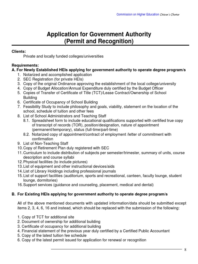 Application For Government Authority Permit and Recognition PDF | PDF ...
