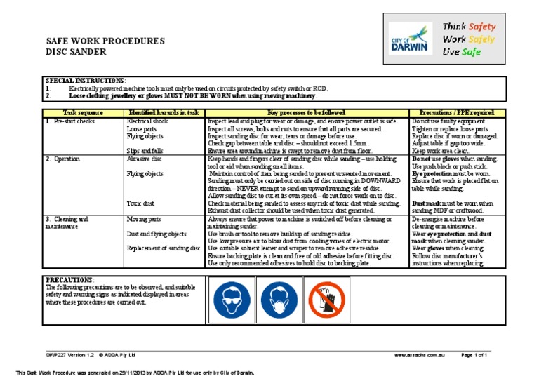 Disc Sander PDF | PDF | Glove | Personal Protective Equipment