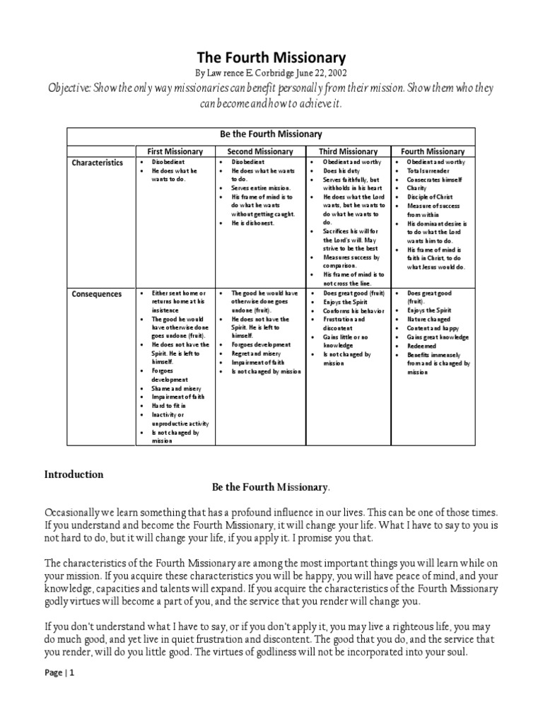 The Fourth Missionary | PDF | Sanctification | Religious Behaviour And ...