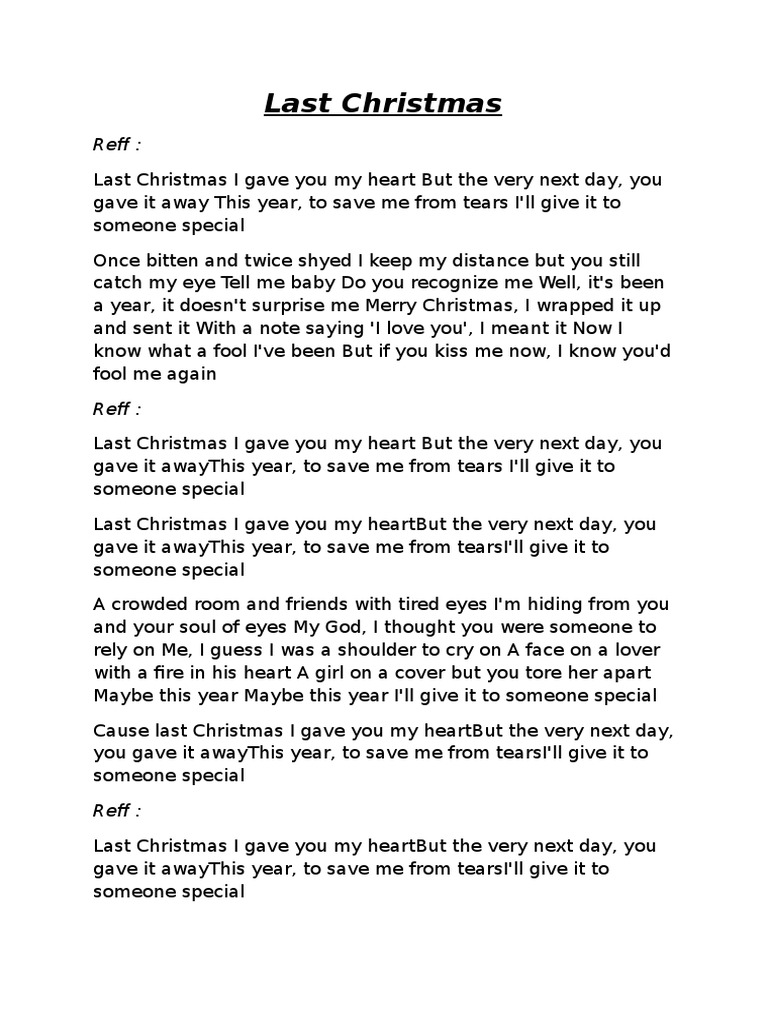 Last Christmas Lyrics and Text | PDF | Home & Garden | Art