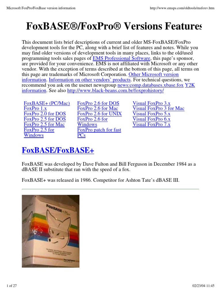 Foxpro MS Releases | PDF | Macintosh | Dos