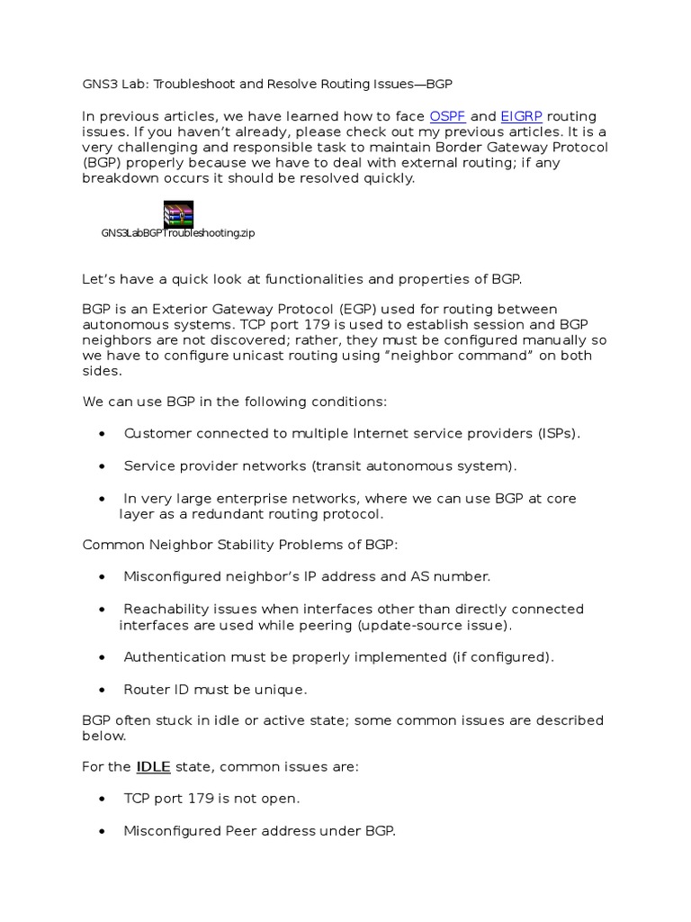 BGP Troubleshoot Lab | PDF | Routing | Internet Standards