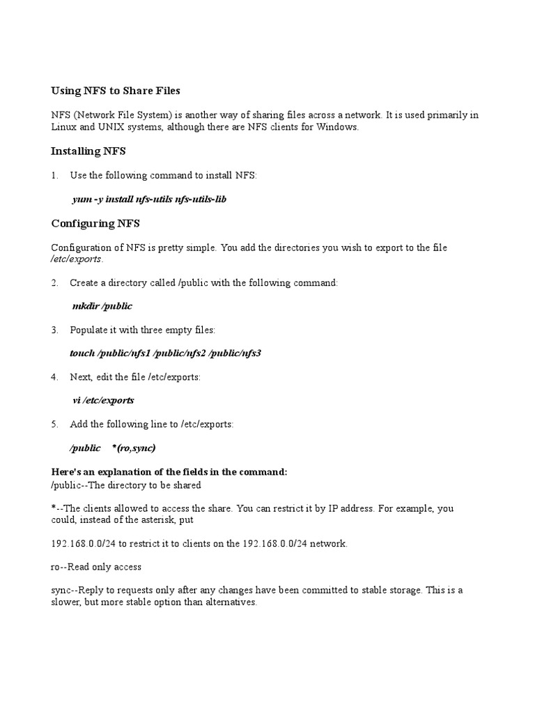 NFS File Sharing and rsync Guide | PDF | Utility Software | Computer ...