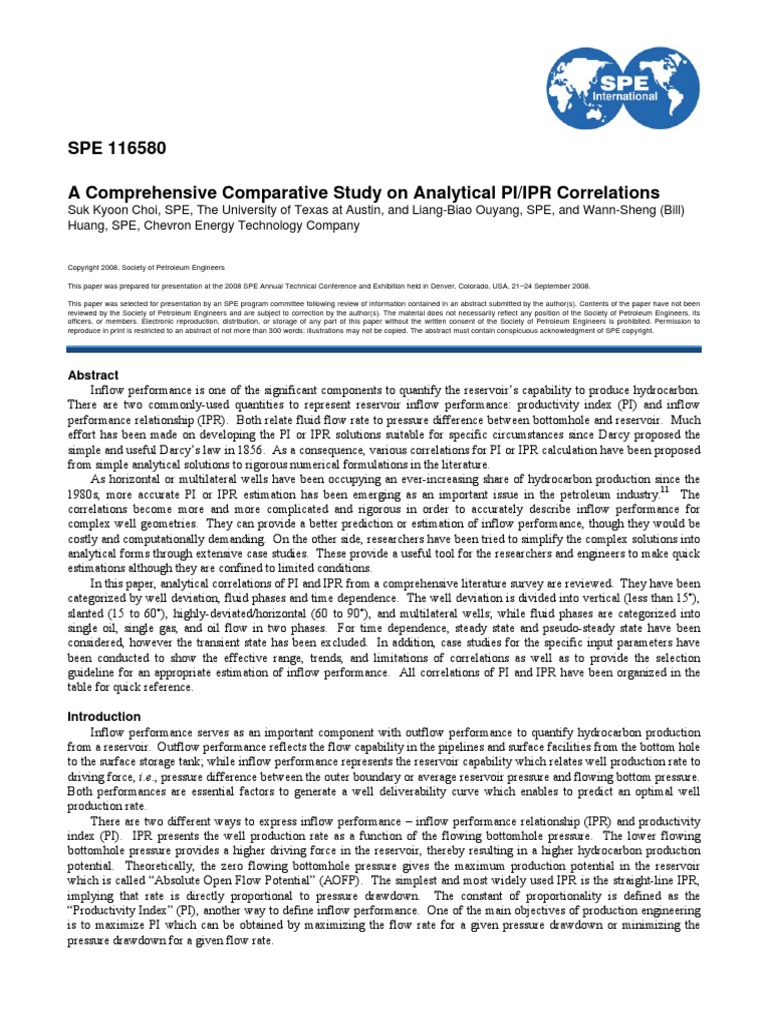 A Comprehensive Comparative Study On Analytical PI-IPR Correlations ...
