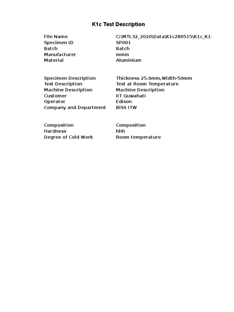 Clevis K1c Test | PDF