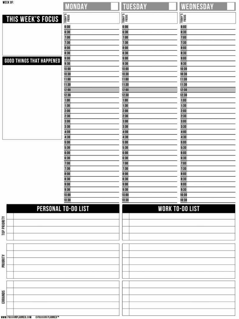 Passion Planner Classic Monday | PDF | Self-Improvement