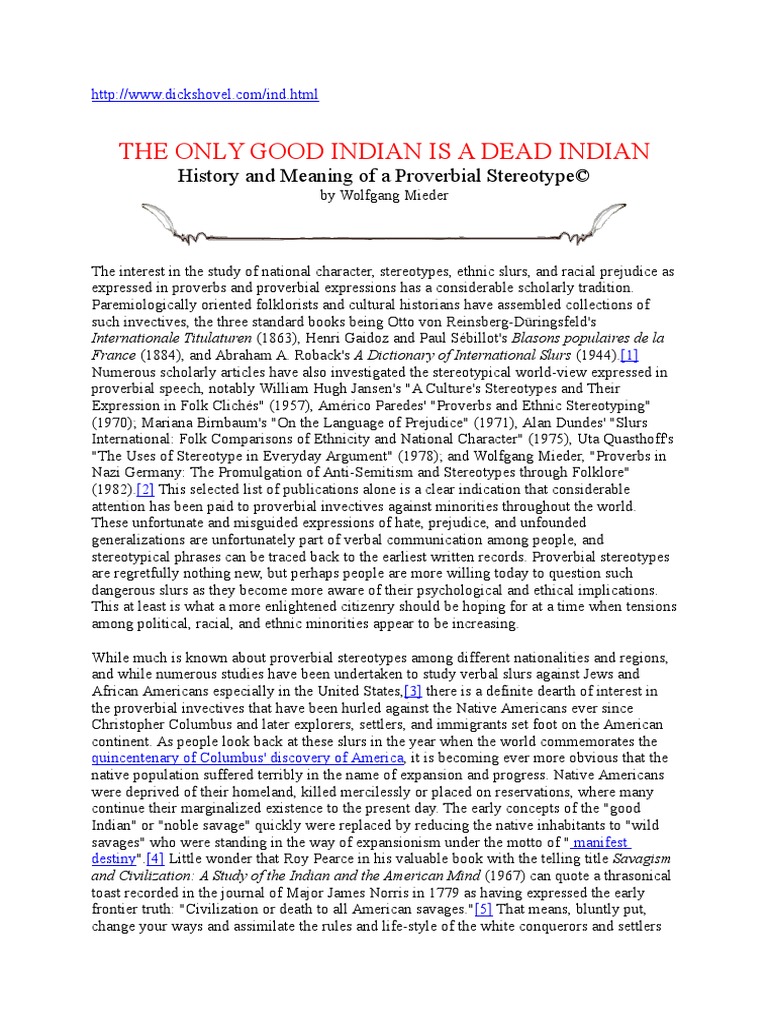 The Only Good Indian | PDF | Native Americans In The United States ...
