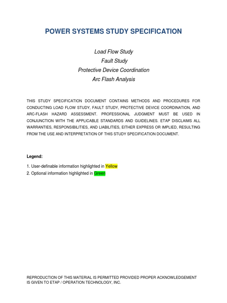 Power Systems Study Specifications | PDF | Fuse (Electrical) | Electric ...