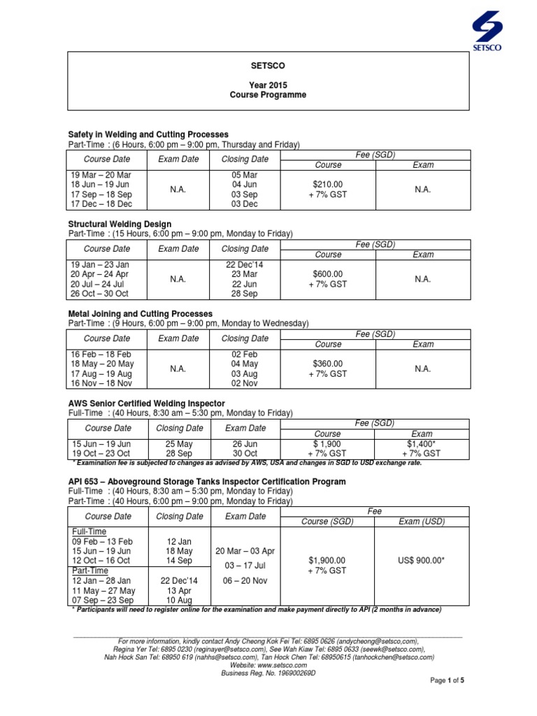 SETSCO Course Programme and Training Schedule - 2015 | PDF | Cheque ...