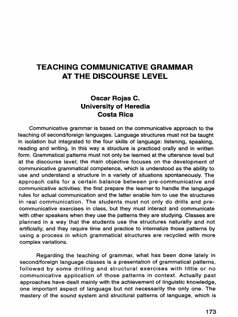 Teaching Communicative Grammar at | PDF | Syntax | Language Education