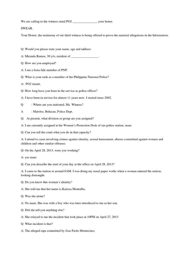 Police Officer Final Script | Witness | Complaint