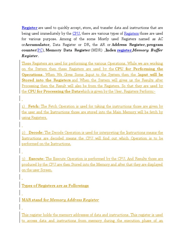 CPU Registers | Download Free PDF | Central Processing Unit | Instruction Set