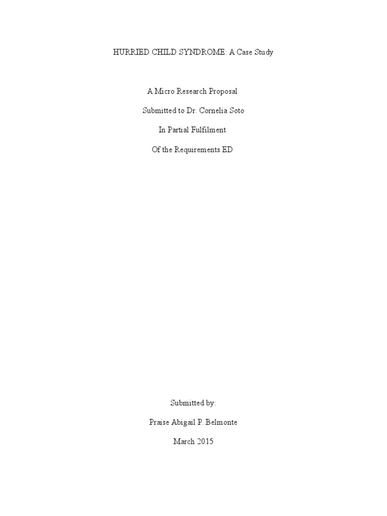 Hurried Child Syndrome Case Study | PDF