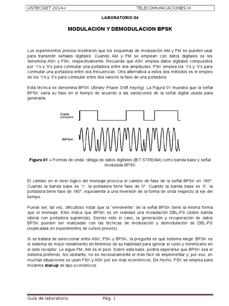 Laboratorio 04 - PSK Tele 3 | PDF | Modulación | Modulación de frecuencia