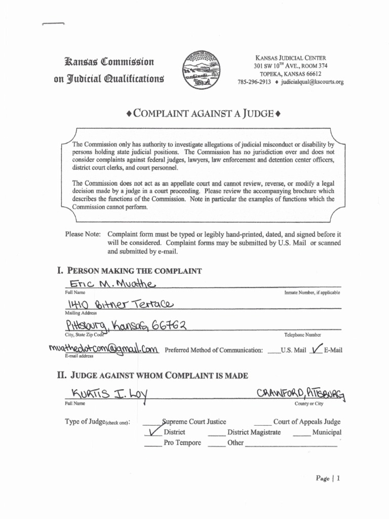 Judge Kurtis Loy Complaint Feb-10-2014 | PDF | Guarantee | Law Of Agency