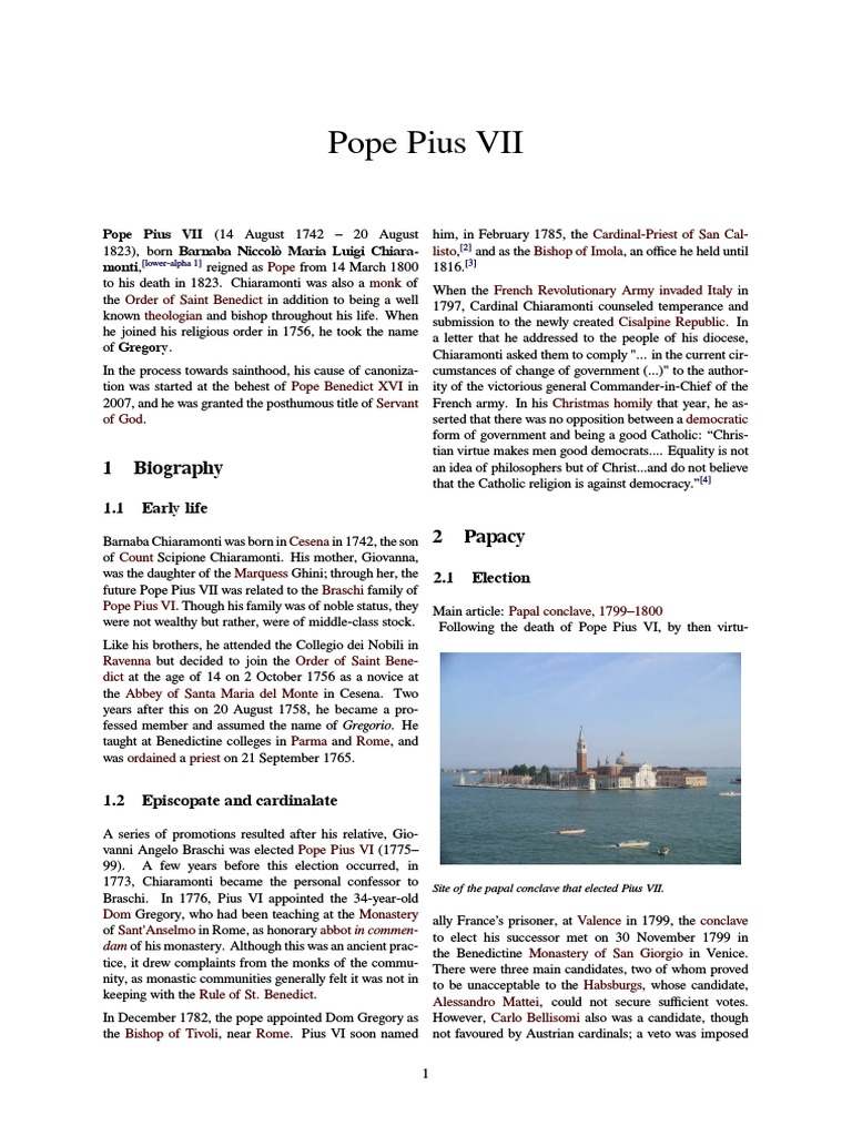 Pope Pius VII: Leader who negotiated Concordat of 1801 with Napoleon ...