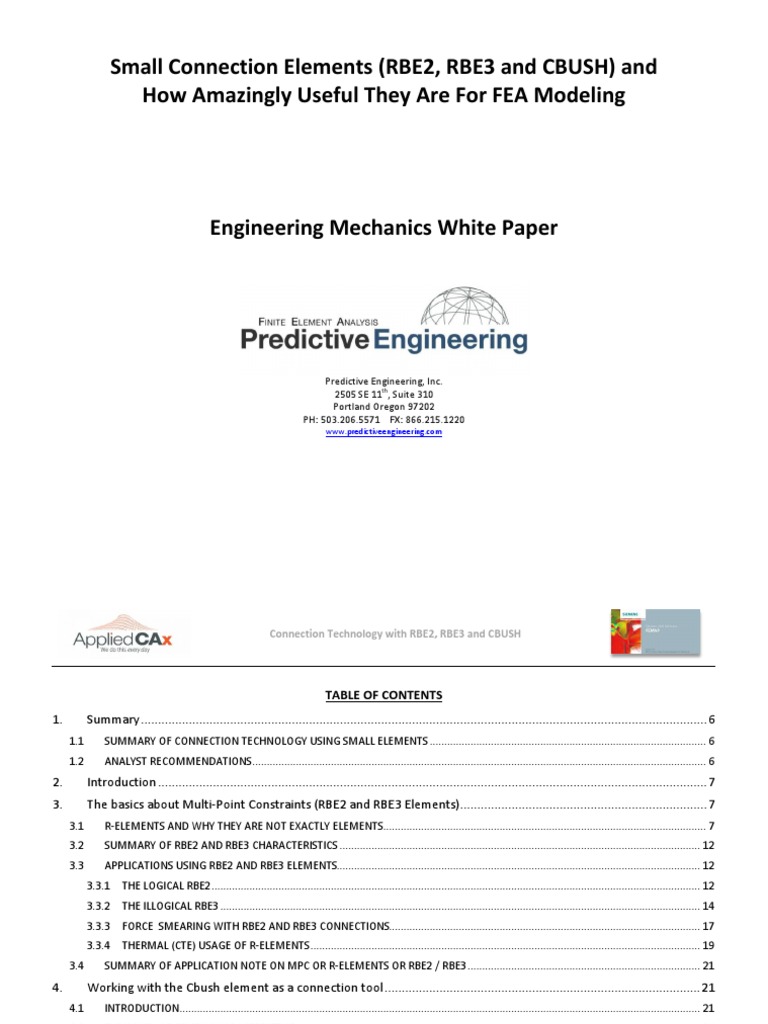 Predictive Engineering White Paper On Small Connection Elements-Mpc and Cbush Rev-1 | PDF ...