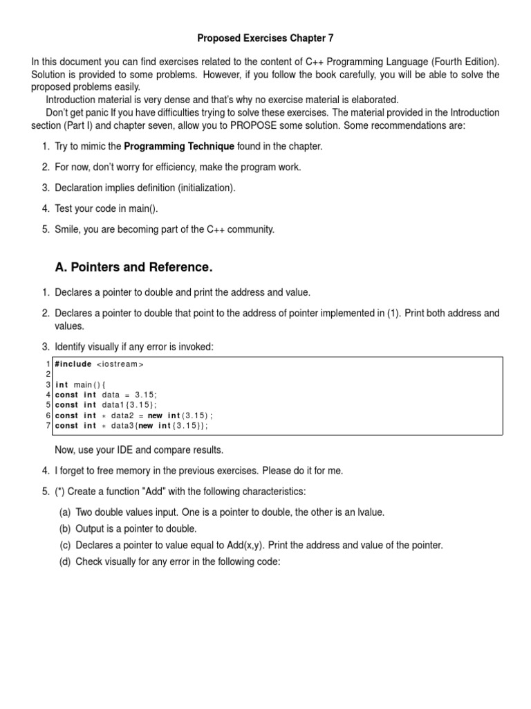 C++ Proposed Exercises (Chapter 7: The C++ Programing Language, Fourth ...