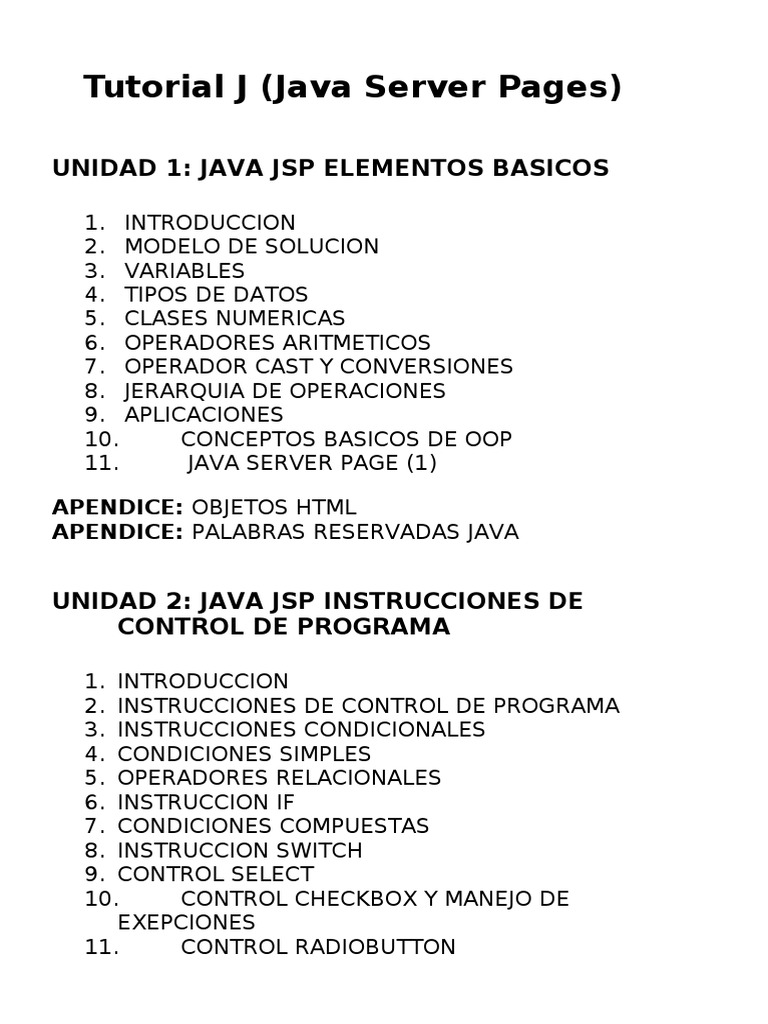 Tutorial JSP | PDF | Páginas del servidor Java | Java (lenguaje de programación)