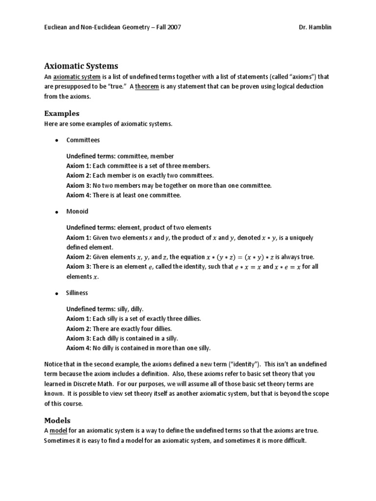 Axiomatic Systems | PDF | Axiom | Mathematical Proof