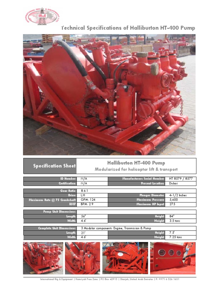 Data Sheet Halliburton HT-400 Pump Only | Rotating Machines | Pump