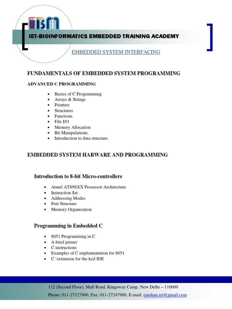 Embedded Syllabus Pdf Microcontroller C Programming Language