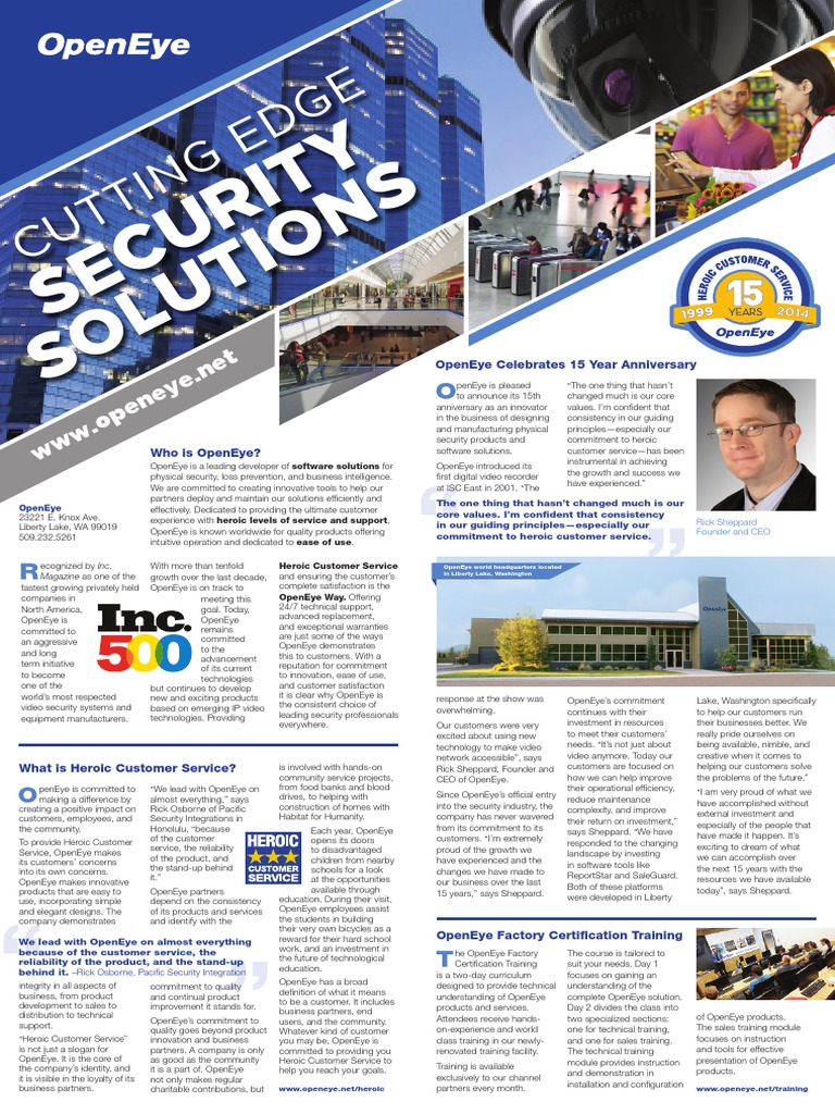 OpenEye Products 2015 | PDF | Surveillance | Radius