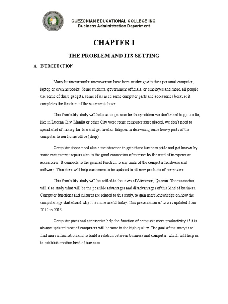 Feasibility Study: Computer Store Atimonan | PDF | Computer Hardware ...
