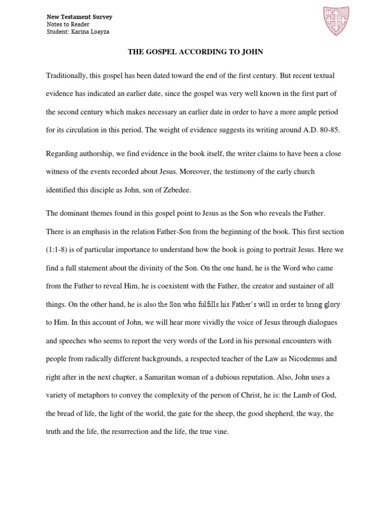 Notes To Reader - John | PDF