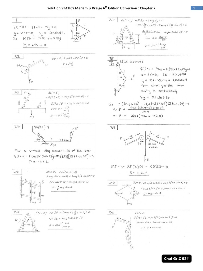 Solution Statics Meriam 6th Chapter07 For Print | PDF | Computers ...