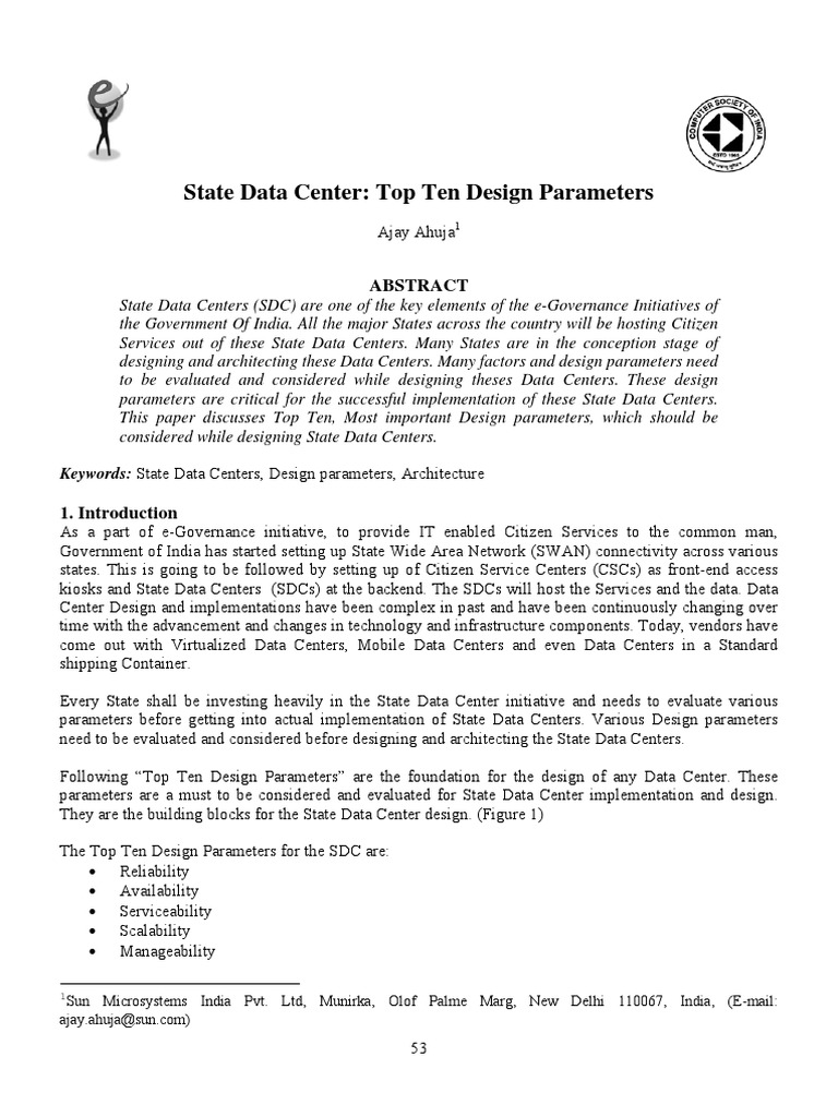 State Data Center | PDF | Scalability | Data Center