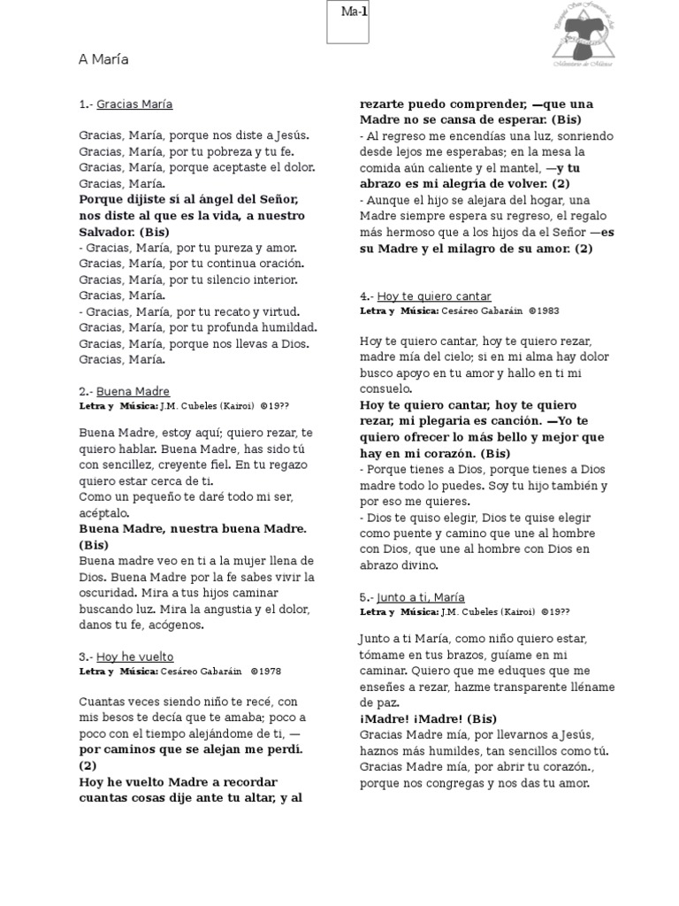 Cantos Marianos Varios María Madre De Jesús Cristo Título Free 30 Day Trial Scribd
