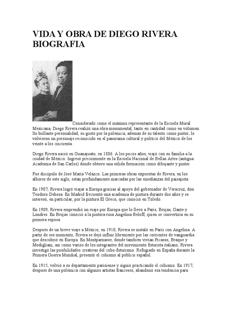 Biografía corta de Diego Rivera | PDF | Pinturas | Artes (general)