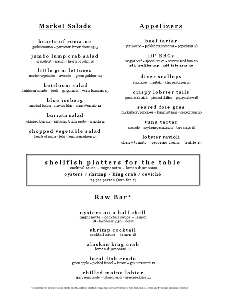 STK Dinner Menu | PDF | Salad | Food And Drink Preparation