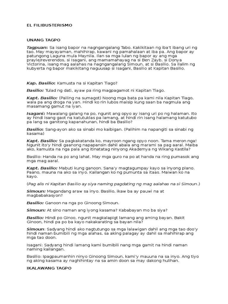 El Filibusterismo Script