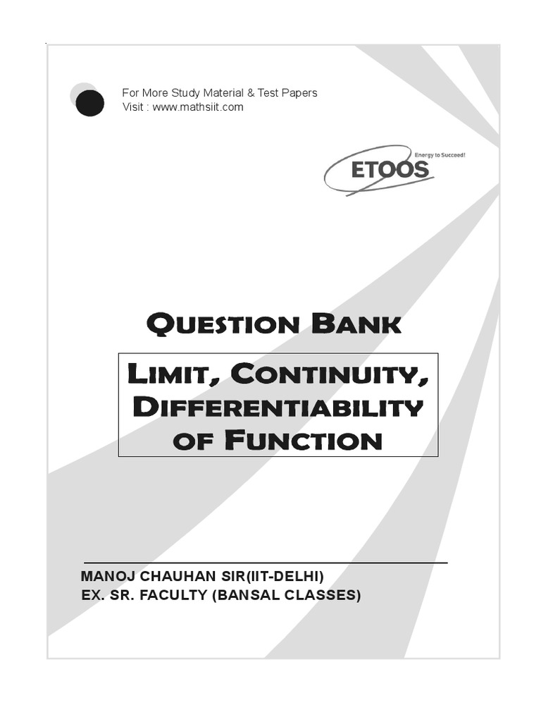 Limits and Continuity MCQs for JEE | PDF | Derivative | Continuous Function