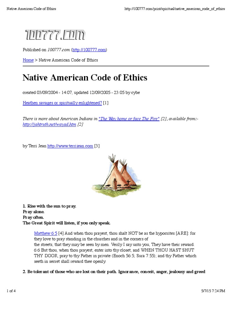 Native American Code of Ethics | Forgiveness | Self